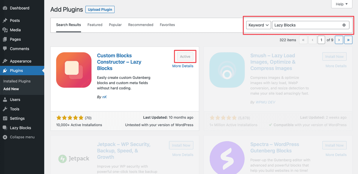 Install Lazy Blocks Plugin | Lazy Blocks