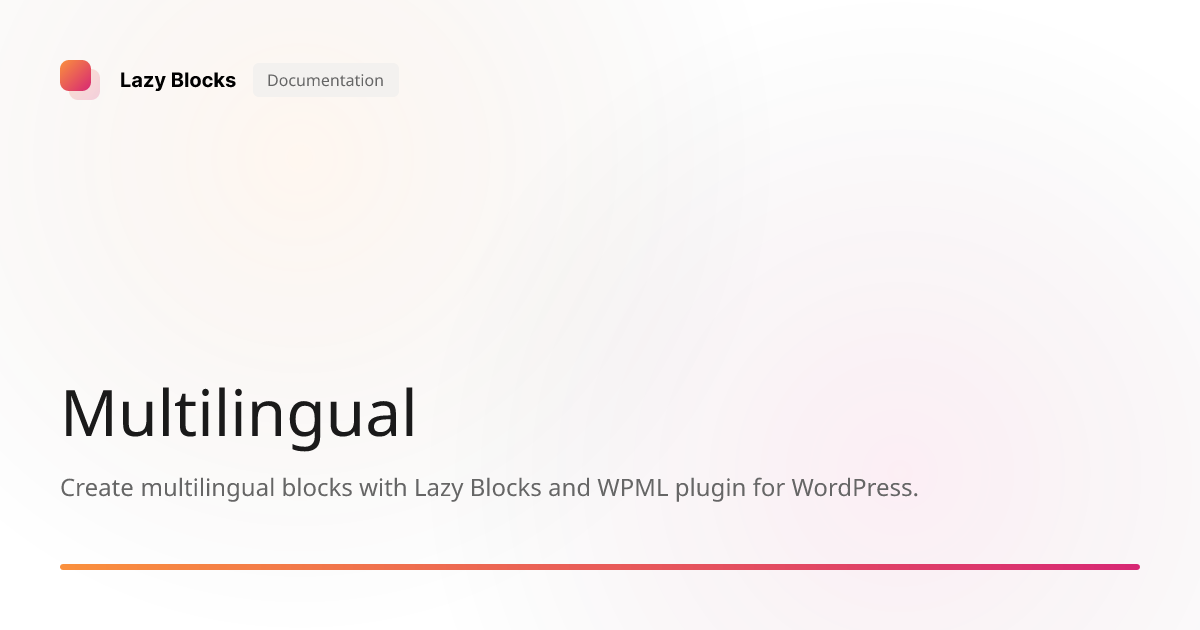 Multilingual | Lazy Blocks